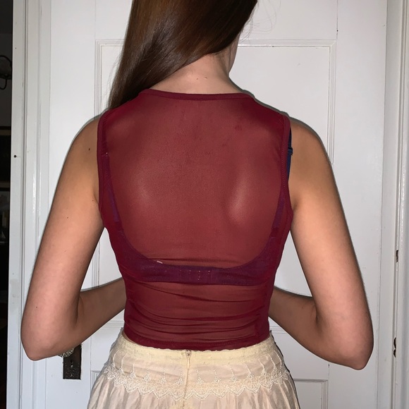 Tops | Cropped Tank With Fine Mesh Back | Poshmark